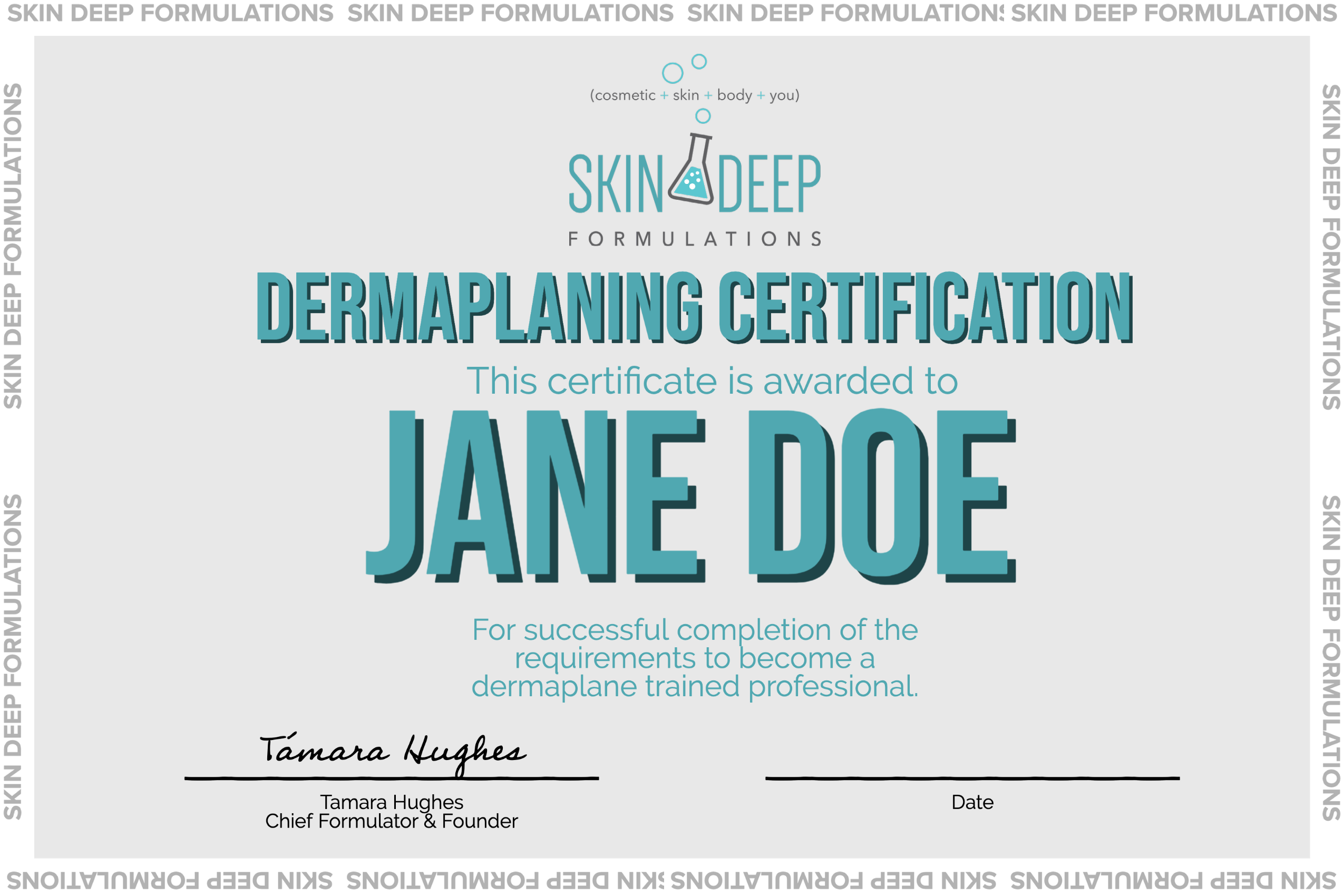 Education Certificates – Skin Deep Formulations